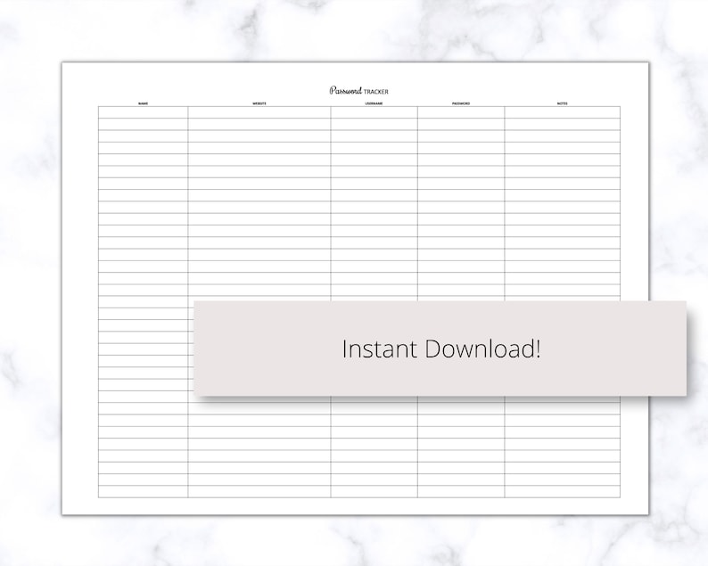Password Tracker Printable PDF, Account Tracker, Login Tracker, Cheat ...