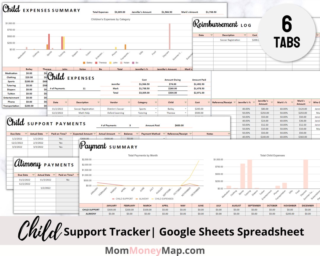 Child Support Tracker Google Sheets Spreadsheet Child Custody - Etsy