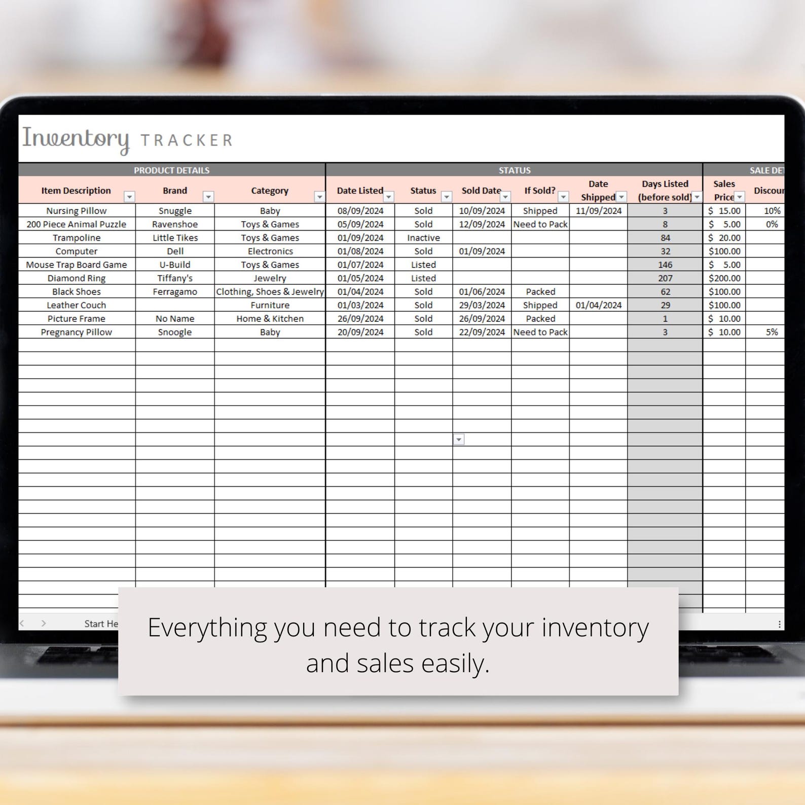 Simple Inventory Tracker Excel Spreadsheet, Stock in and Out Tracker in ...