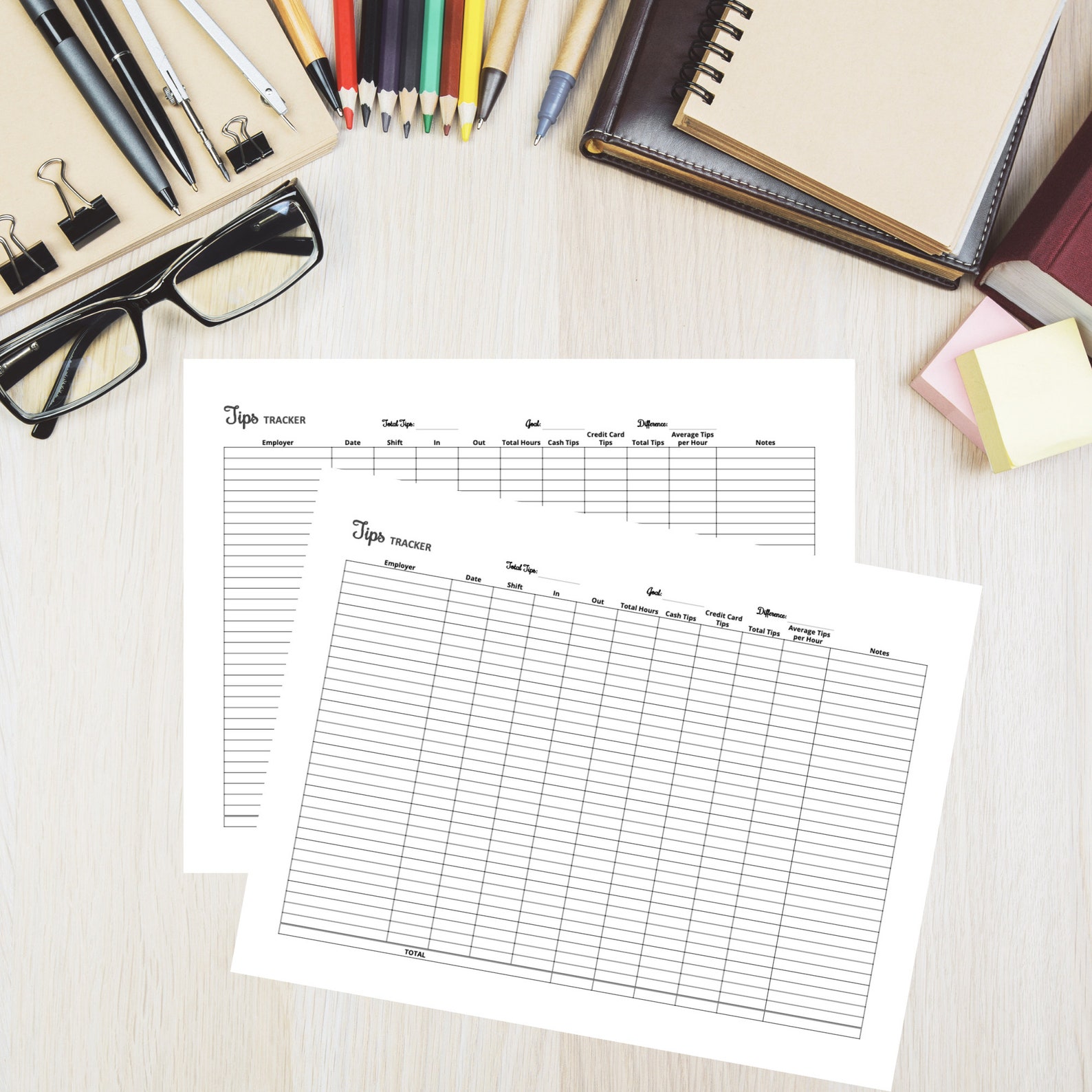 Tips Tracker Printable PDF, Track Daily Tips for Taxes, Server Tips ...