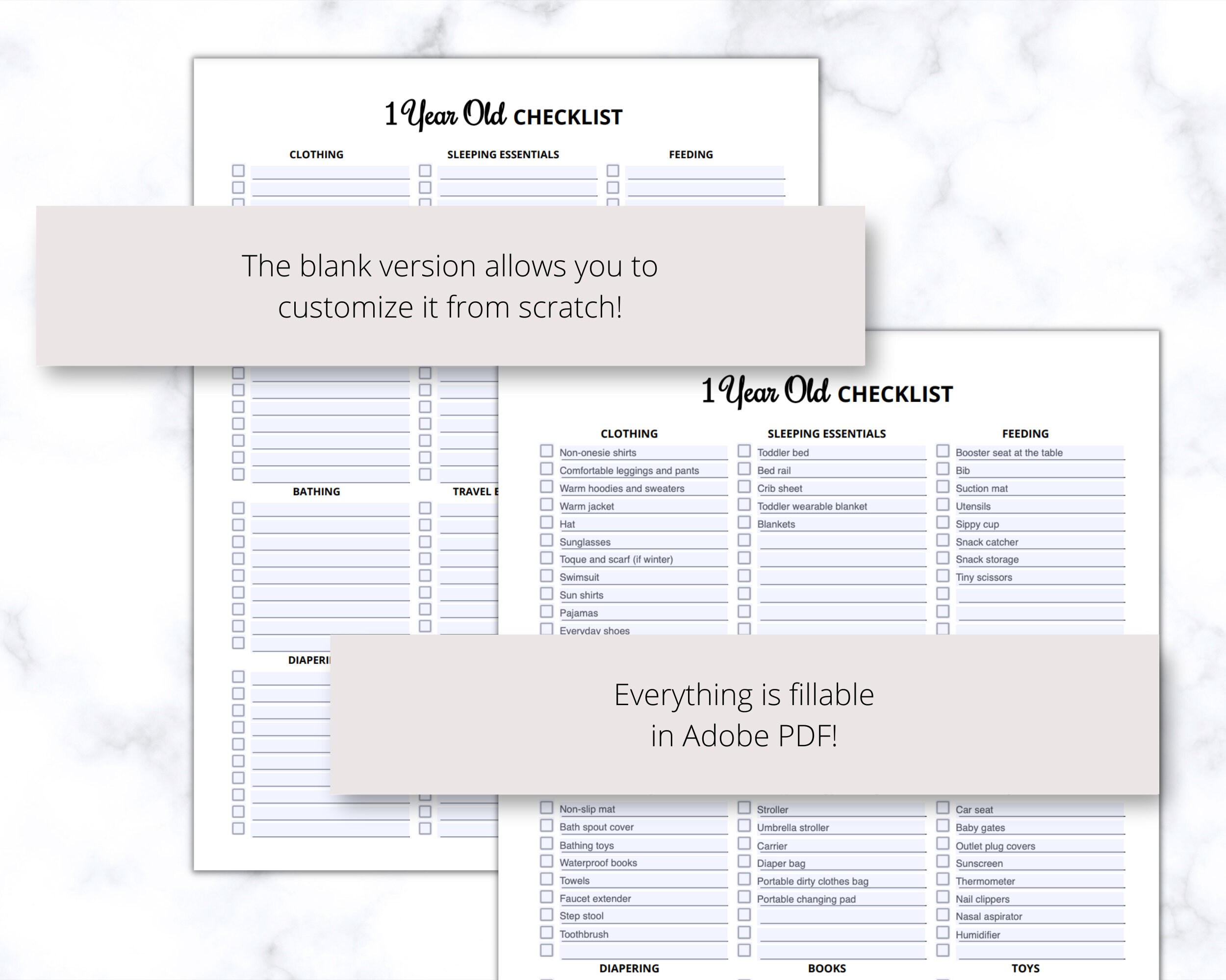 1 Year Old Checklist Printable PDF, Toddler Essentials List, 1 Year Old ...