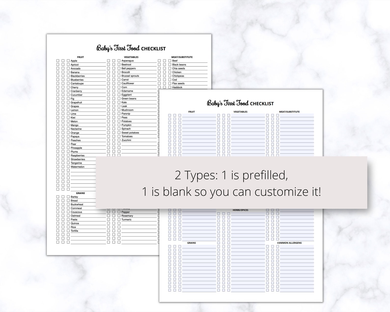 Baby's First Foods Checklist Printable PDF, Baby Food Tracker, Baby ...