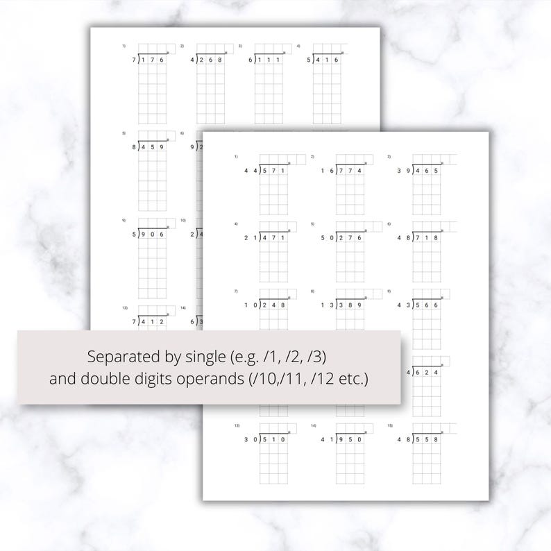 Long Division Worksheets Bundle Printable PDF | Single & Double Digit ...