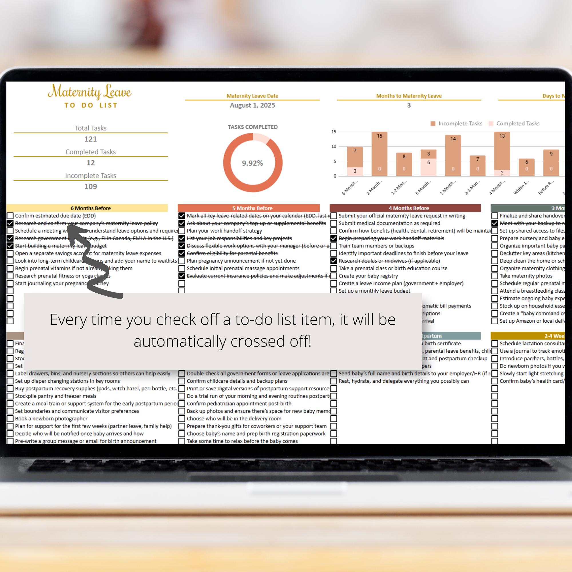 Maternity Leave Checklist Google Sheets Spreadsheet,pregnancy Leave ...