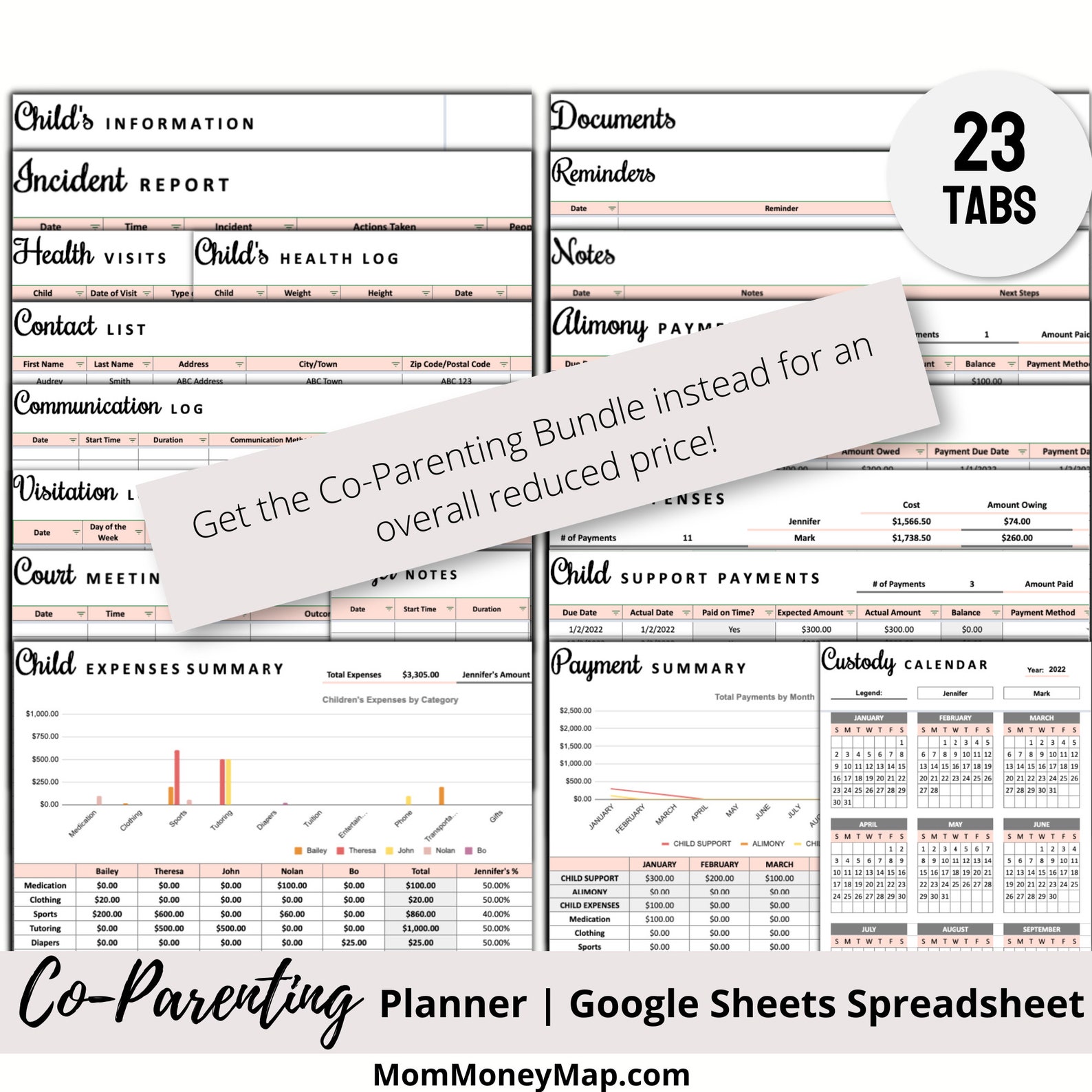 Co-parenting Calendar Google Sheets Spreadsheet, Co Parenting Calendar ...