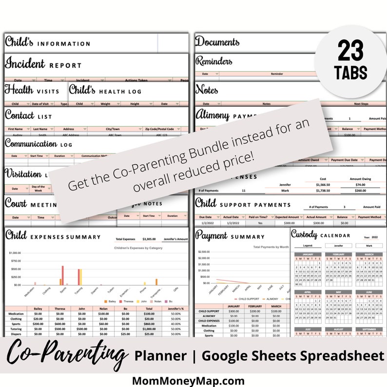 Co-parenting Calendar Google Sheets Spreadsheet, Co Parenting Calendar ...