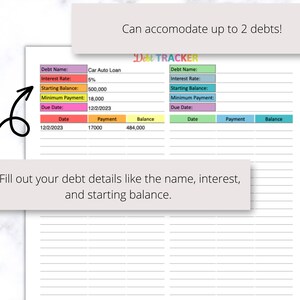 Multi-color Debt Tracker Printable PDF, Debt Payoff Tracker, Debt ...