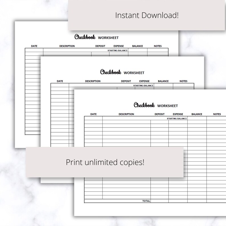 Checkbook Worksheet Printable PDF. Check Register Reconciliation ...