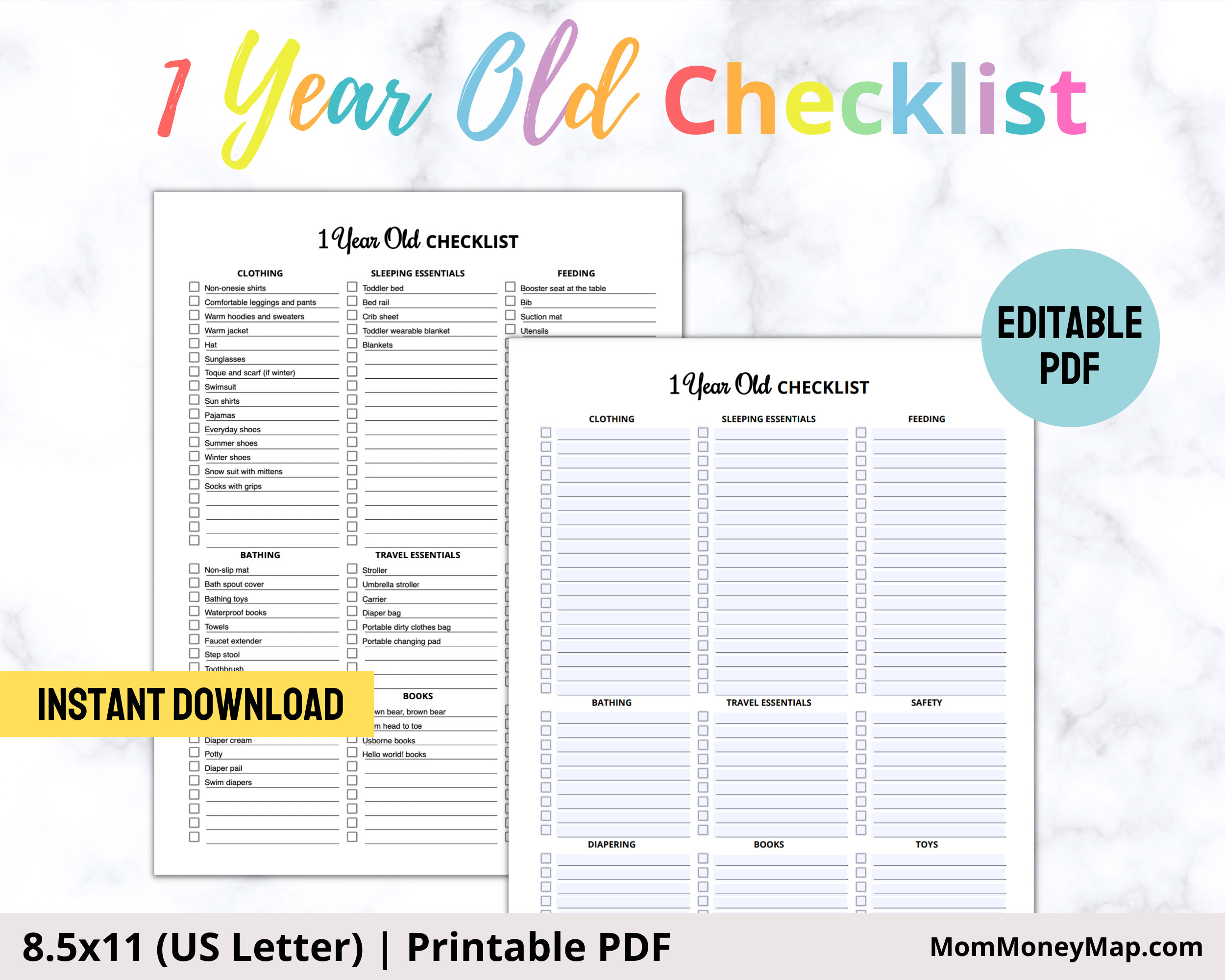 1 Year Old Checklist Printable PDF Toddler Essentials List 1 - Etsy Canada