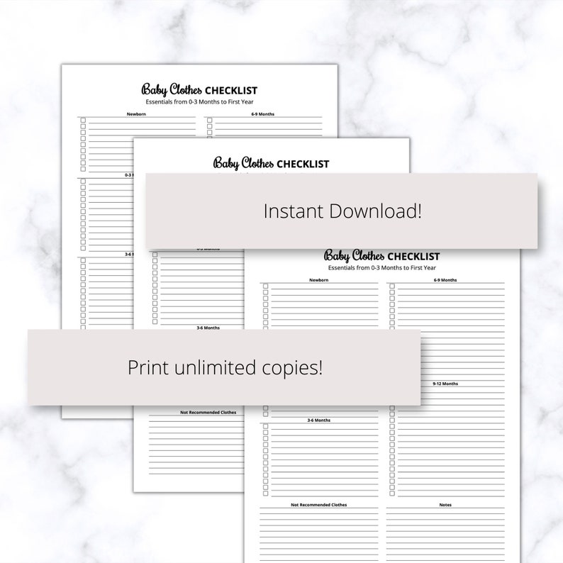 Baby Clothes Checklist Printable PDF, Preparing for Baby Clothes ...