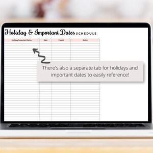 Co-parenting Calendar Excel Spreadsheet, Co Parenting Calendar, Child ...