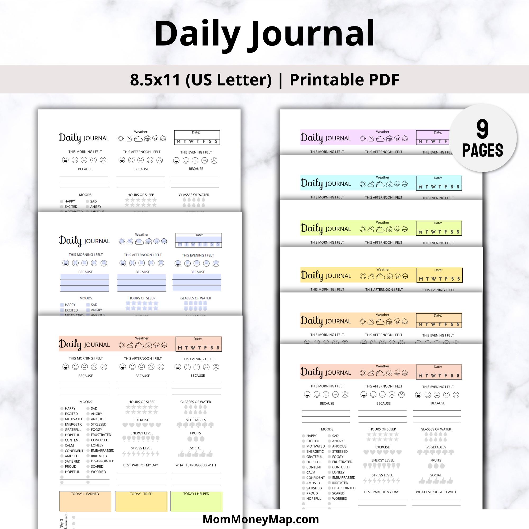 Daily Journal Printable PDF, Personal Journal Template, Minimalist ...