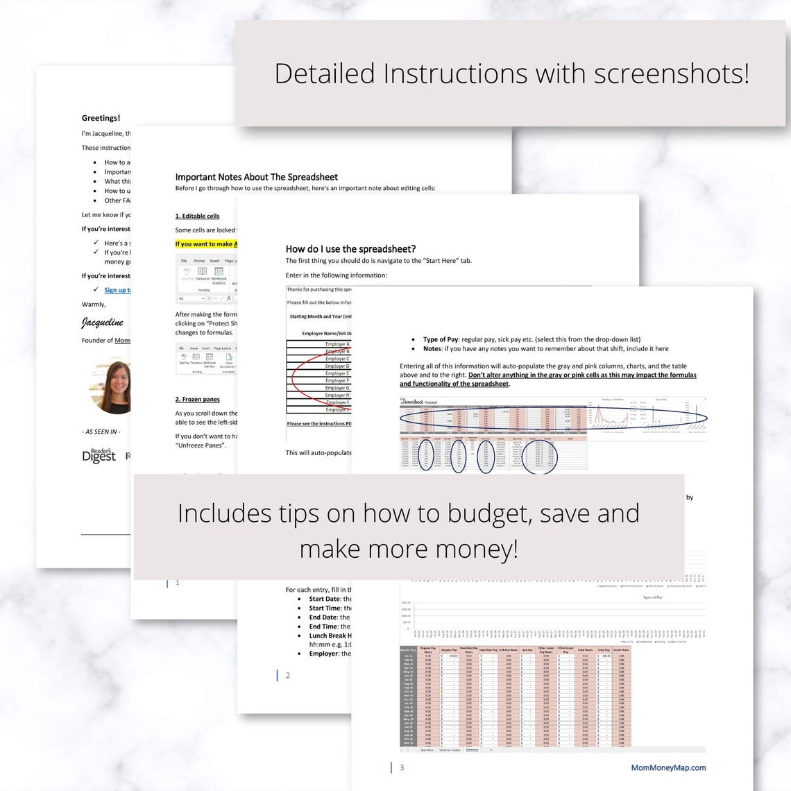 Timesheet Tracker Excel Spreadsheet With Monthly and Annual Summaries ...