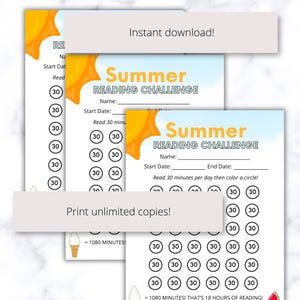 Summer Reading Challenge Printable PDF, Reading Daily Goals Printable ...