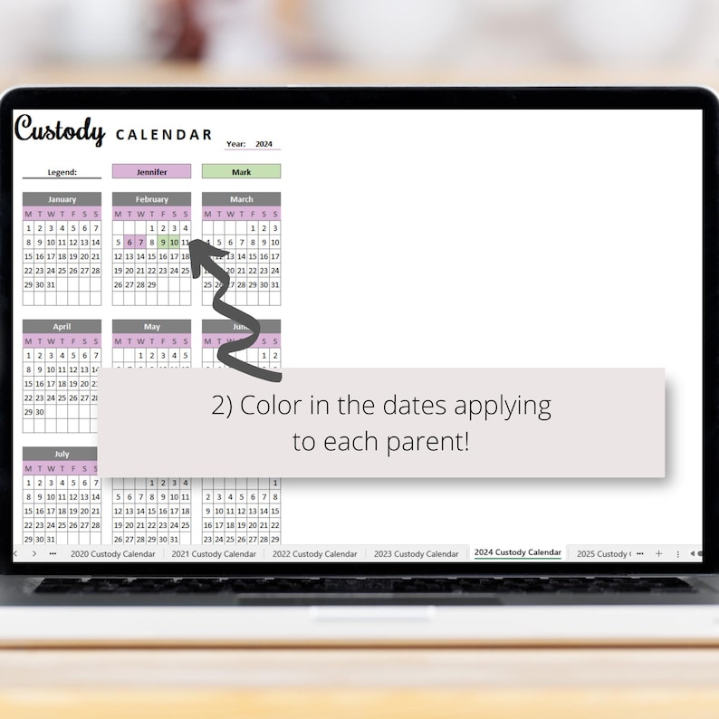 Co-parenting Calendar Excel Spreadsheet, Co Parenting Calendar, Child ...