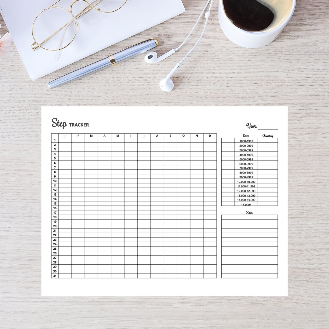 Step Tracker Printable PDF, Steps Counter Printable PDF, Count My Steps ...