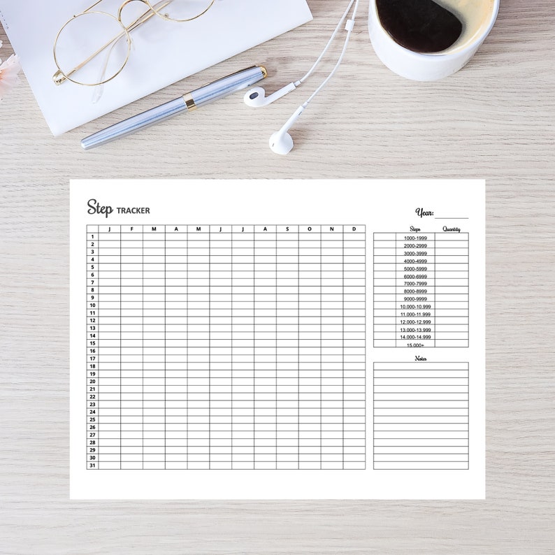 Step Tracker Printable PDF, Steps Counter Printable PDF, Count My Steps ...