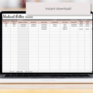 Simple Medical Biller Tracker Excel Spreadsheet, Medical Expense ...