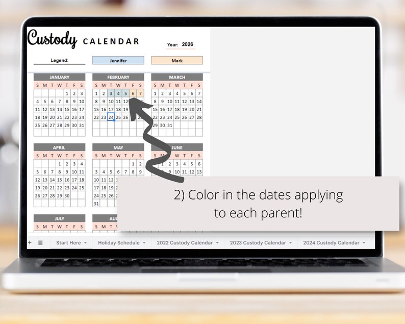 Co-parenting Calendar With Child's Information Google Sheets ...