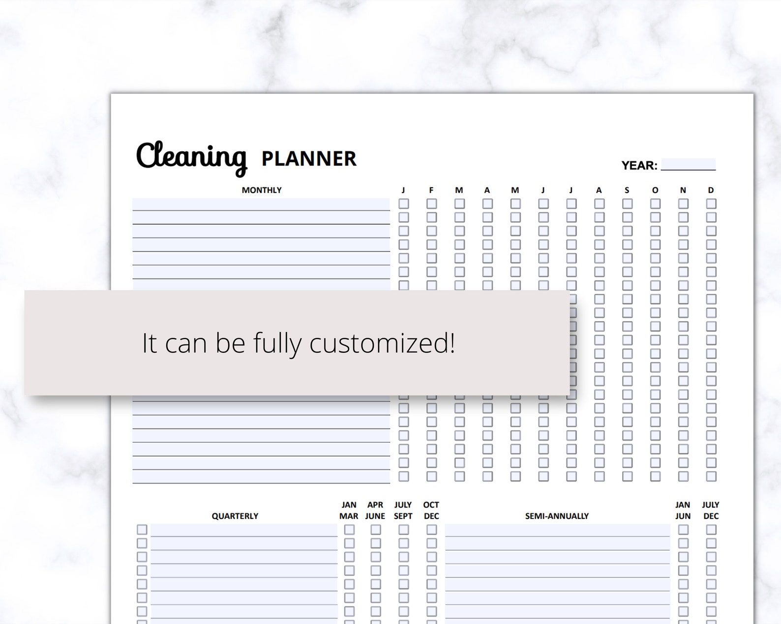 Cleaning Planner Portrait Printable PDF, Monthly, Quarterly, Semi ...