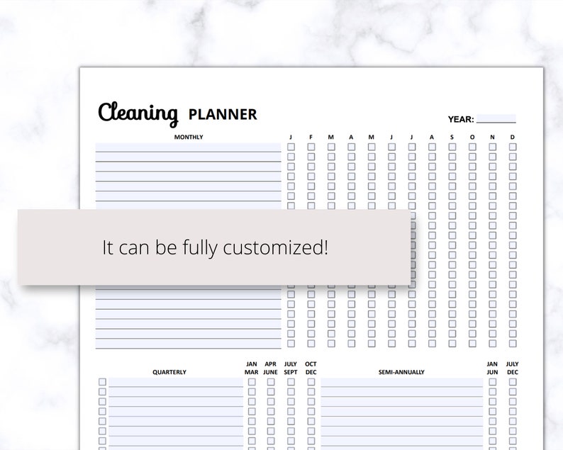 Cleaning Planner Portrait Printable PDF, Monthly, Quarterly, Semi ...
