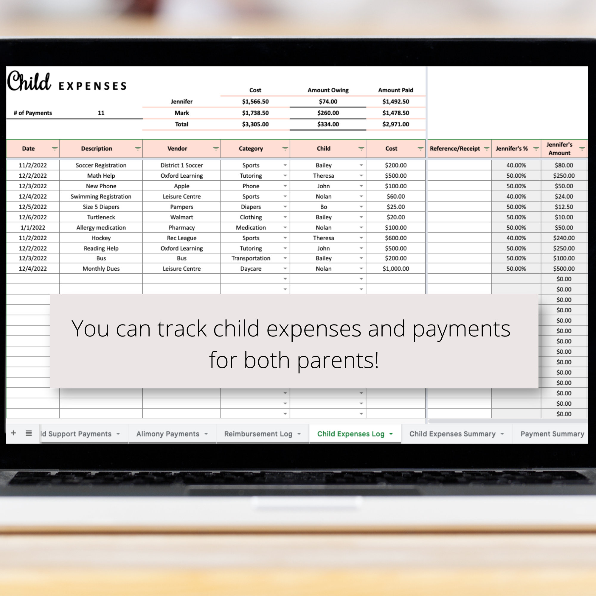 Co-parenting Planner Google Sheets Spreadsheet, Child Custody Planner ...