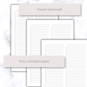 Blank Checklist Printable PDF A4, Blank to Do List PDF A4, Minimalist ...