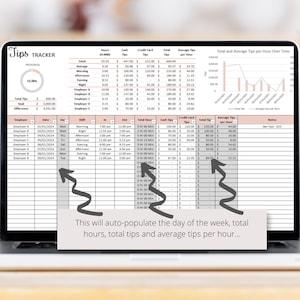 Tips Tracker Excel Spreadsheet, Tips Tracking for Business, Daily Tips ...