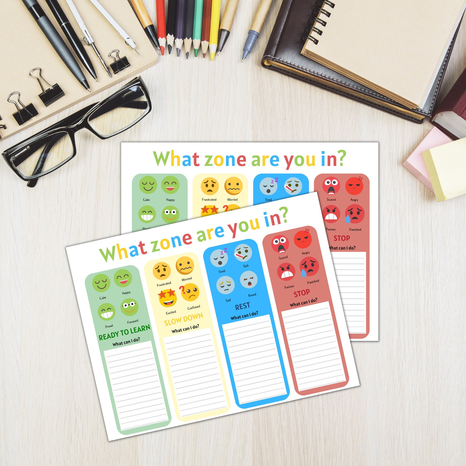 Zones Regulation Printable PDF, Feelings Chart Printable, Coping Skills ...