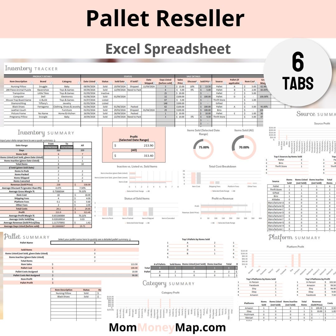Pallet Reseller Excel Spreadsheet, Buying Pallets and Reselling Tracker ...