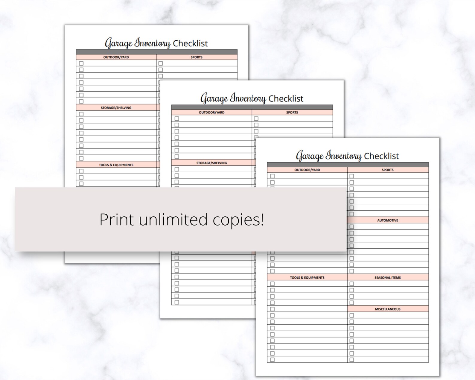 Garage Inventory Checklist Printable PDF, Garage Decluttering Guide ...