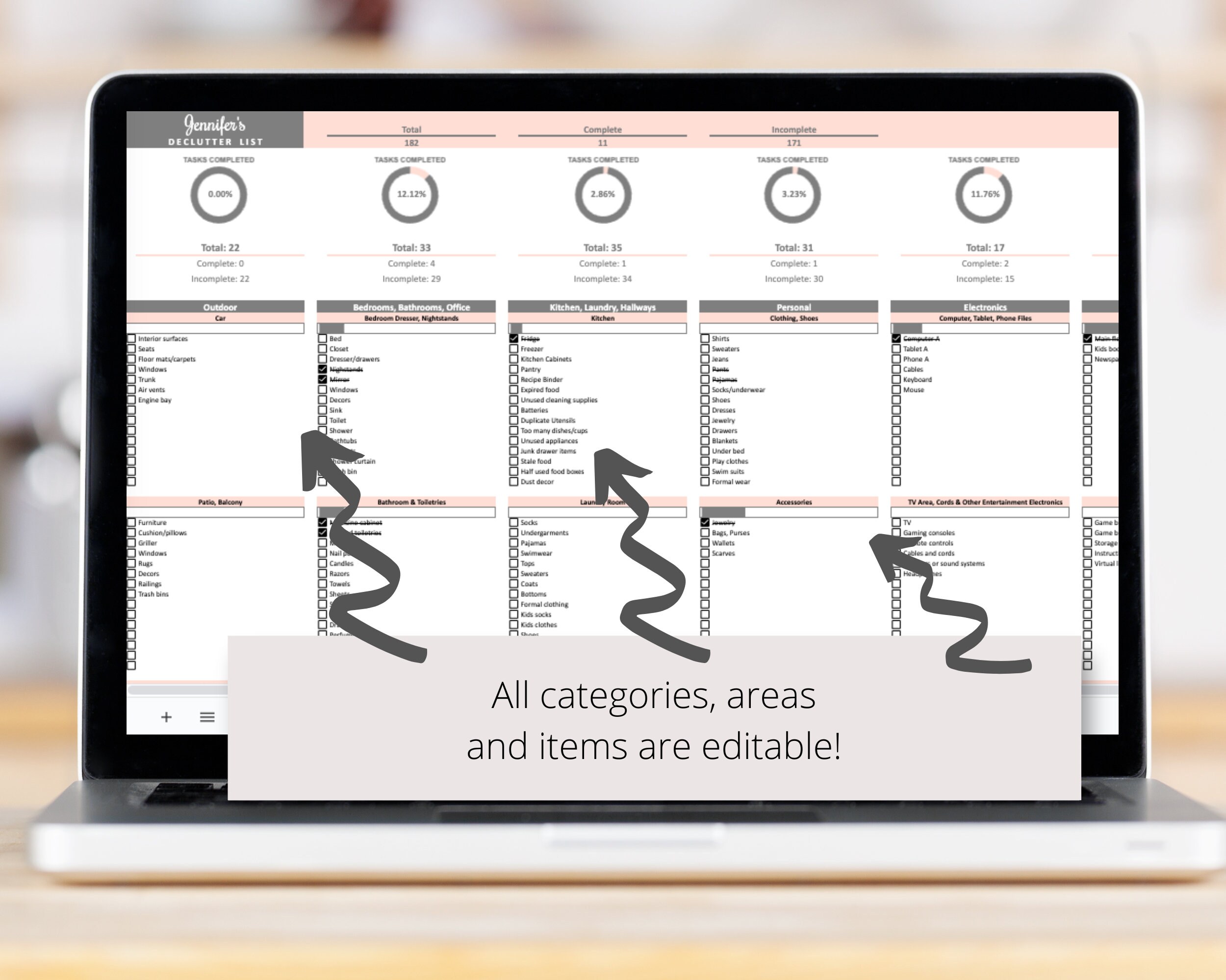 Decluttering Checklist Google Sheets Spreadsheet, House Purge Checklist ...