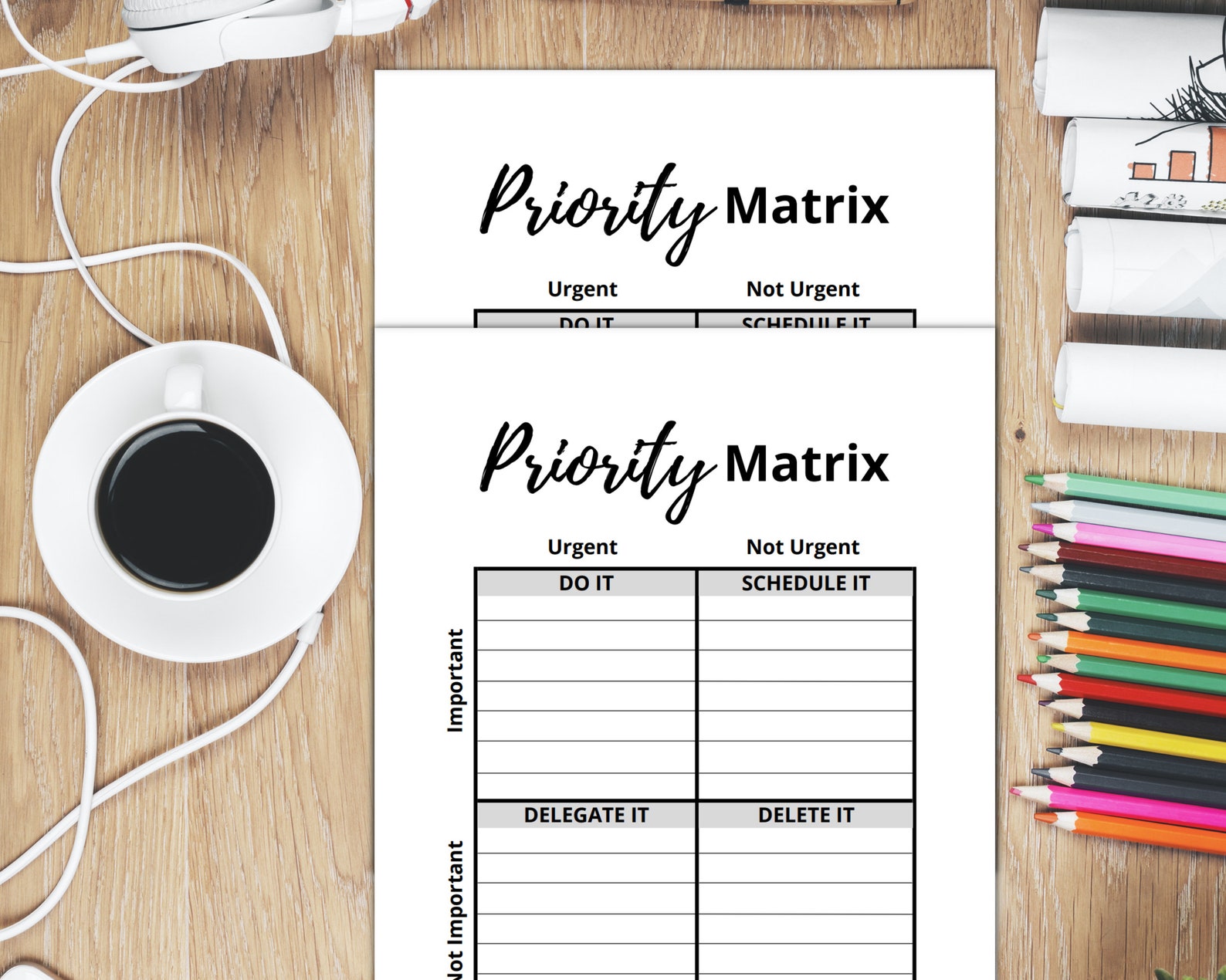 Eisenhower Matrix Printable PDF, Work Priority Matrix, Priority List Action Planner ...