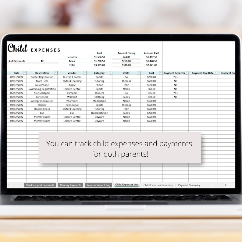 Co-parenting Planner Excel Spreadsheet, Child Custody Planner, Healthy ...