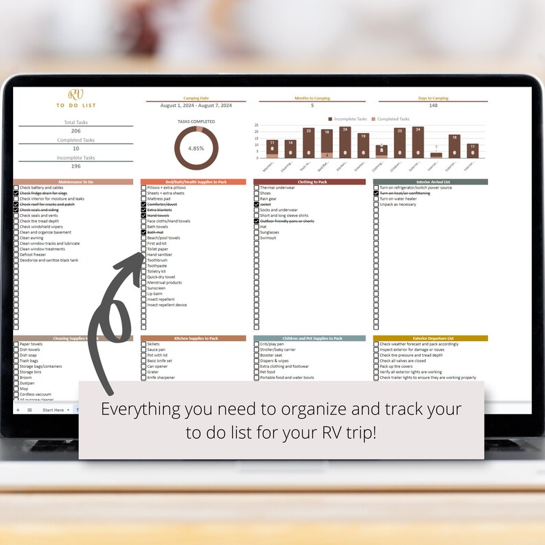 RV to Do List Google Sheets Spreadsheet,rv Camping Checklist Template ...
