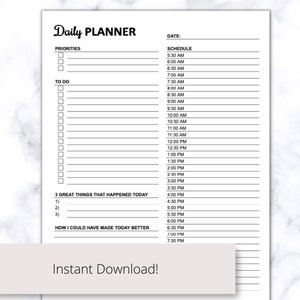 Editable Daily Planner Printable PDF, Daily Organizer, Productivity ...