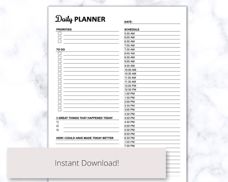 Editable Daily Planner Printable PDF, Daily Organizer, Productivity ...
