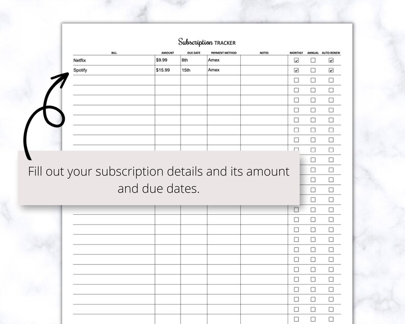 Subscription Tracker Printable PDF, Track Your Monthly Subscriptions ...