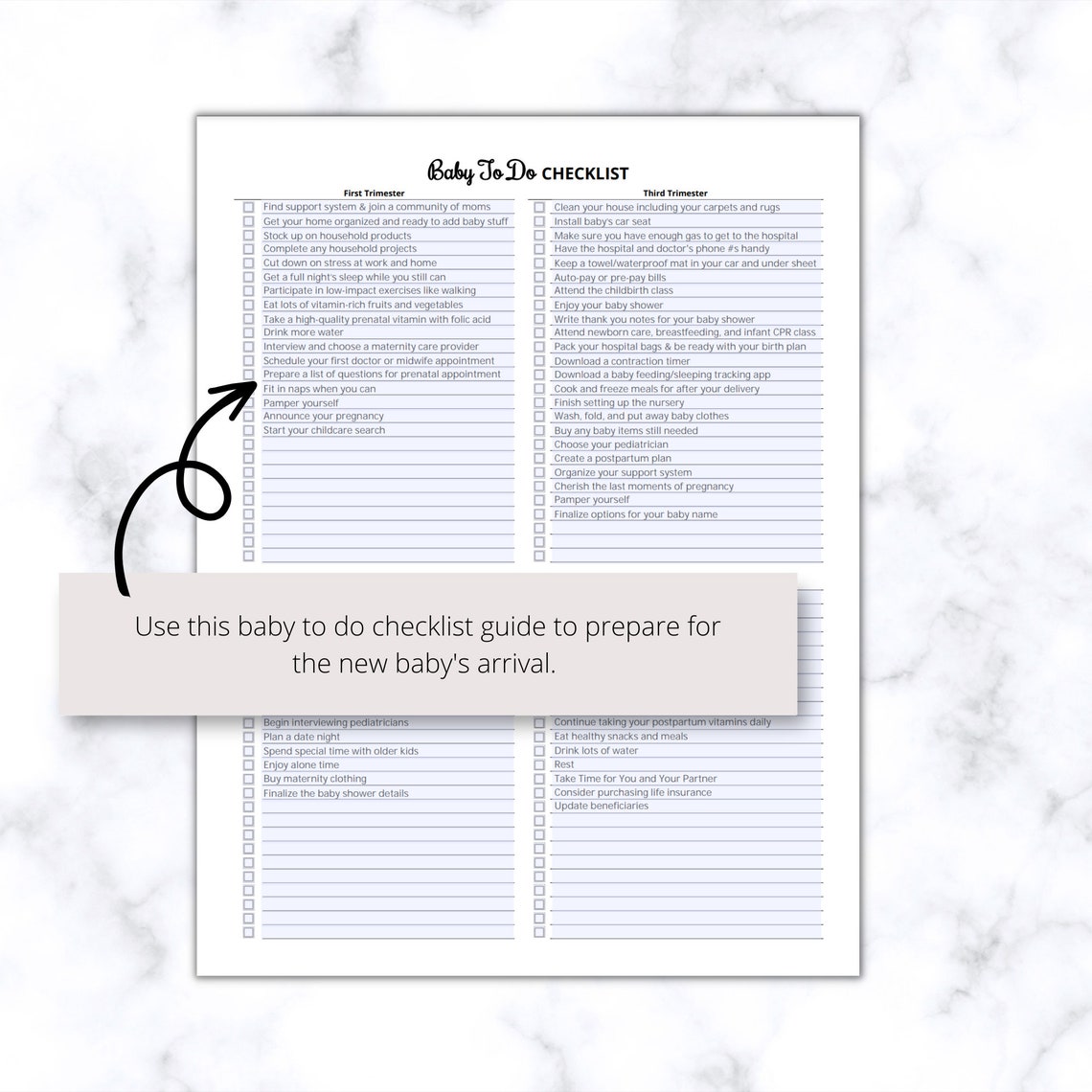 Baby to Do List Printable PDF, List of Things to Do Before Baby Arrives ...