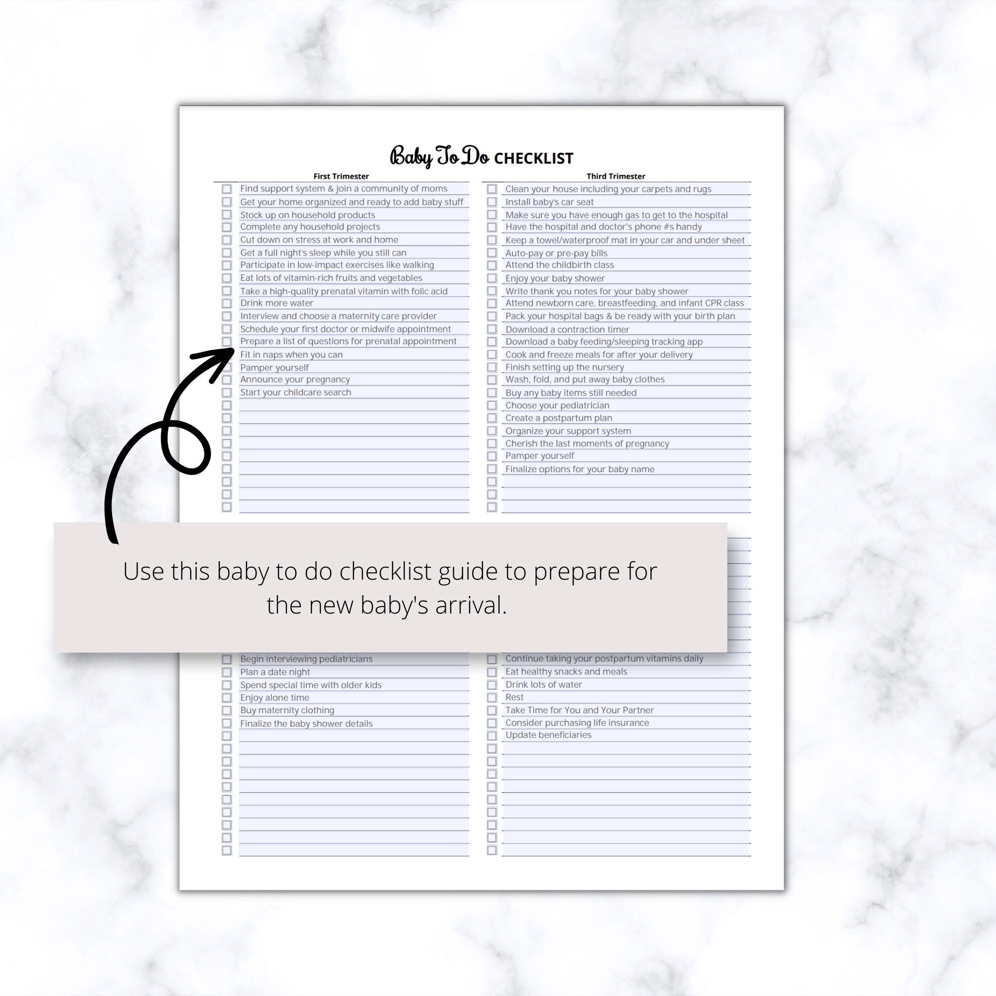 Baby to Do List Printable PDF, List of Things to Do Before Baby Arrives ...