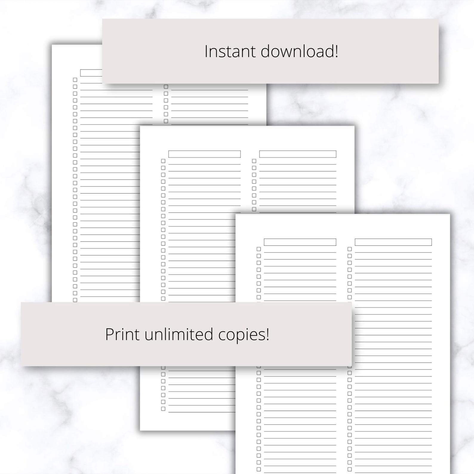 Blank Checklist Printable PDF A5, Blank to Do List PDF A5, Minimalist ...