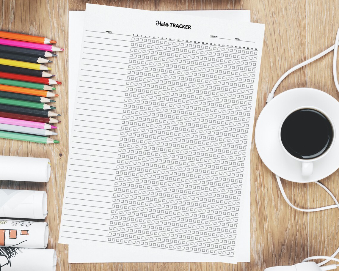 Habit Tracker Printable PDF, Editable Habit List, Habit Trainer, 30 Day ...