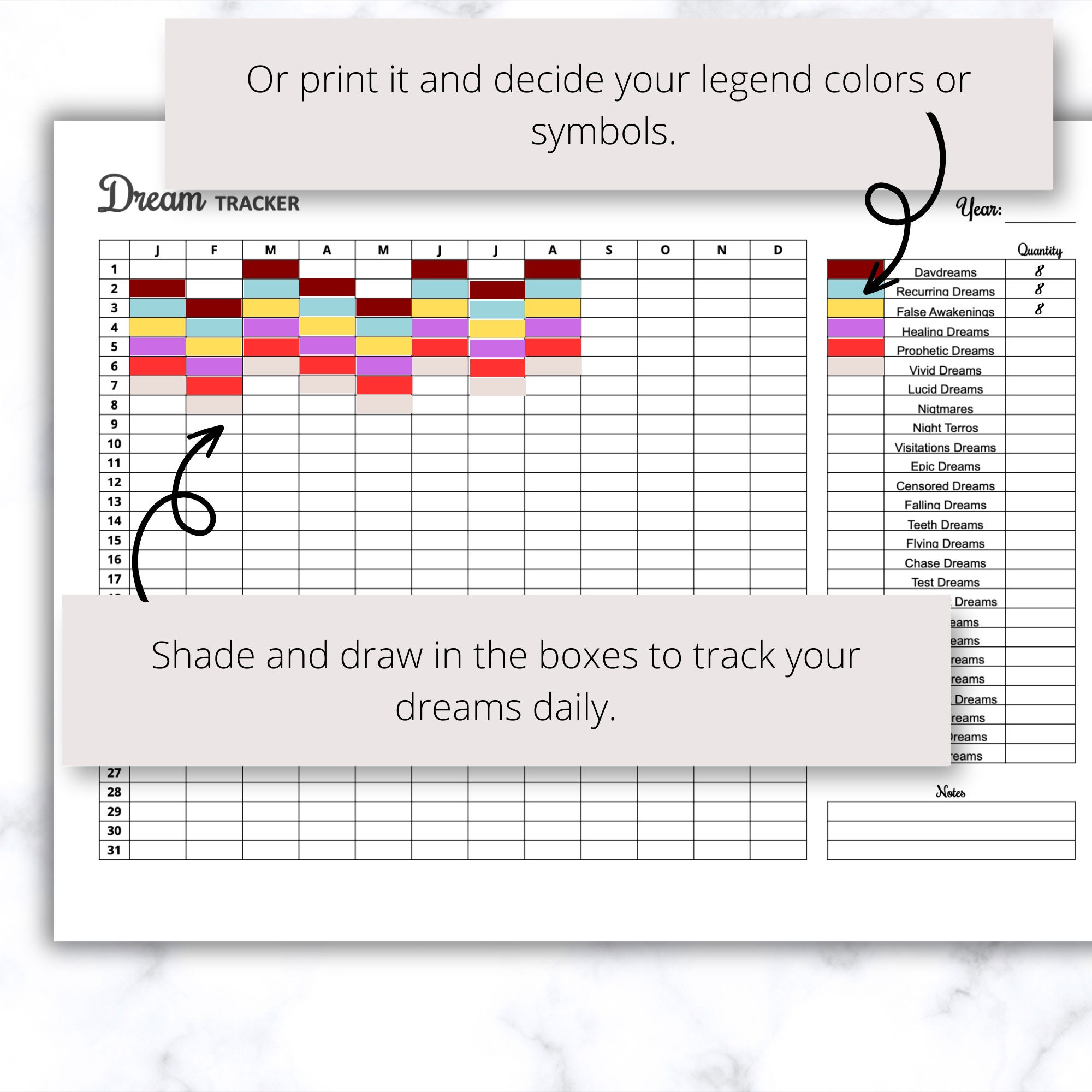 Dream Tracker Printable PDF, Sleep Dream Tracker, Dream Analysis ...