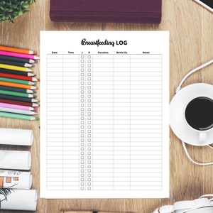 Breastfeeding Log Printable PDF, Feeding Log for Newborn, Breast Pump ...