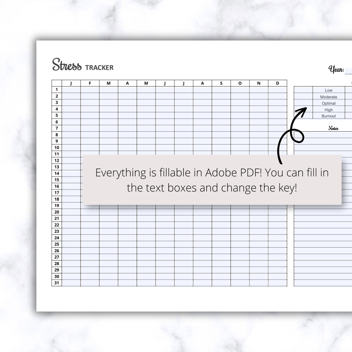 Stress Tracker Printable PDF, Daily Stress Log, Stress Tracker for Work ...