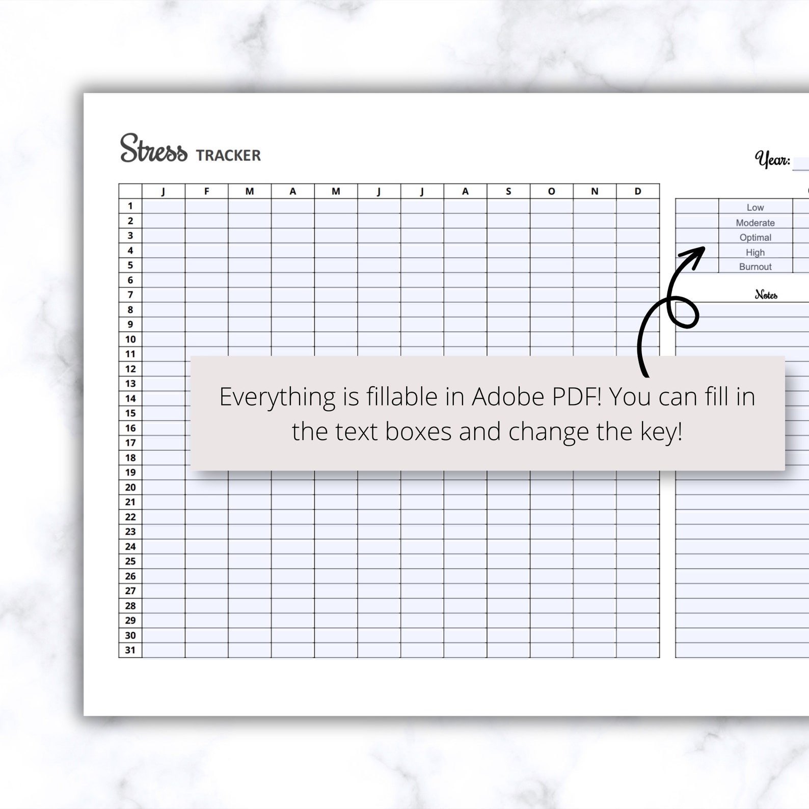 Stress Tracker Printable PDF, Daily Stress Log, Stress Tracker for Work ...