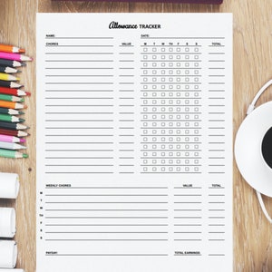 Weekly Allowance Tracker Printable PDF, Allowance Tracker for Kids ...