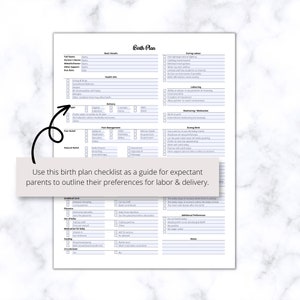 Birth Plan Checklist Printable PDF, Birthing Plan Checklist Template ...