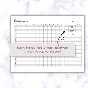 Shower Tracker Printable PDF, Bath Tracker, Shower Log Template, Hair ...