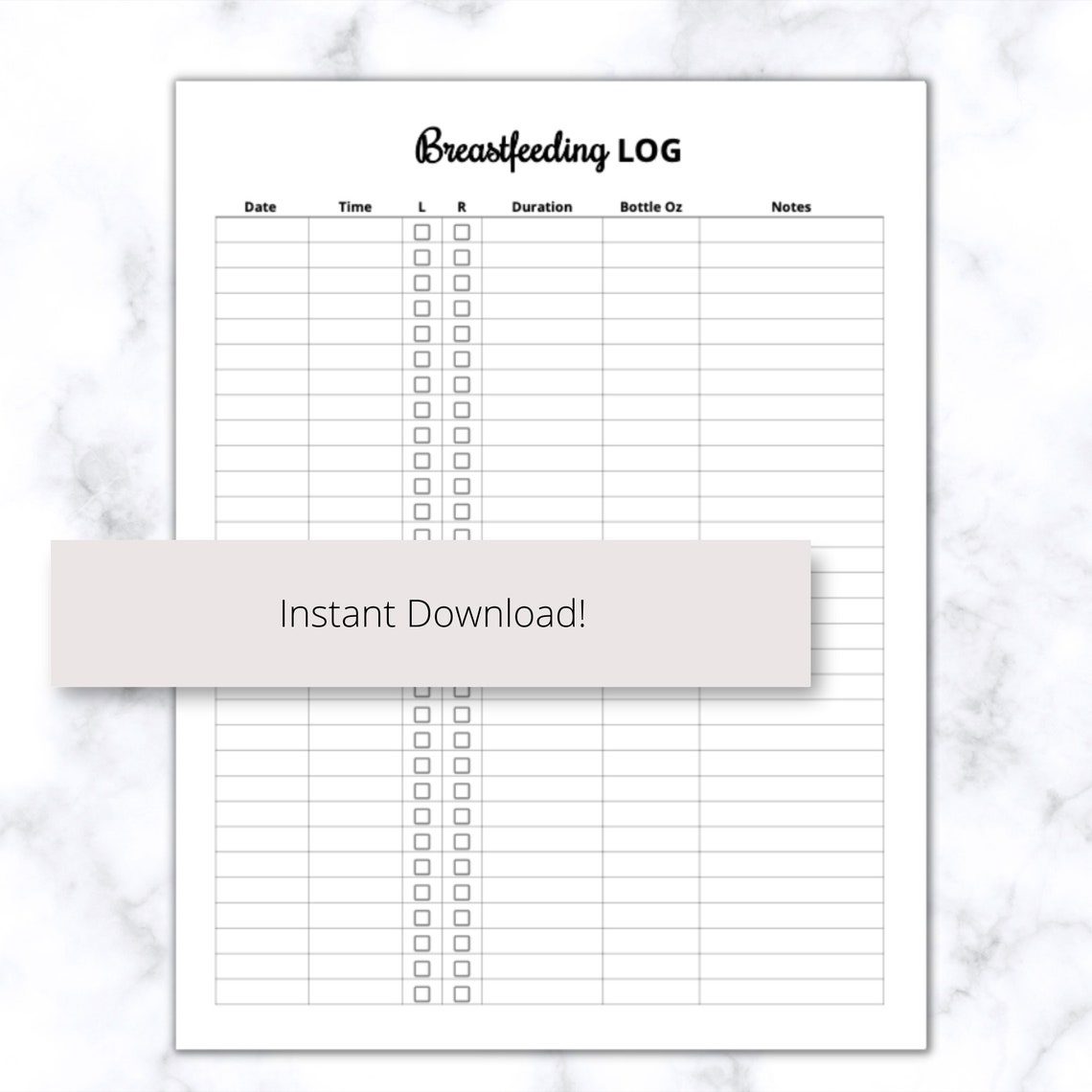 Breastfeeding Log Printable PDF Feeding Log for Newborn - Etsy